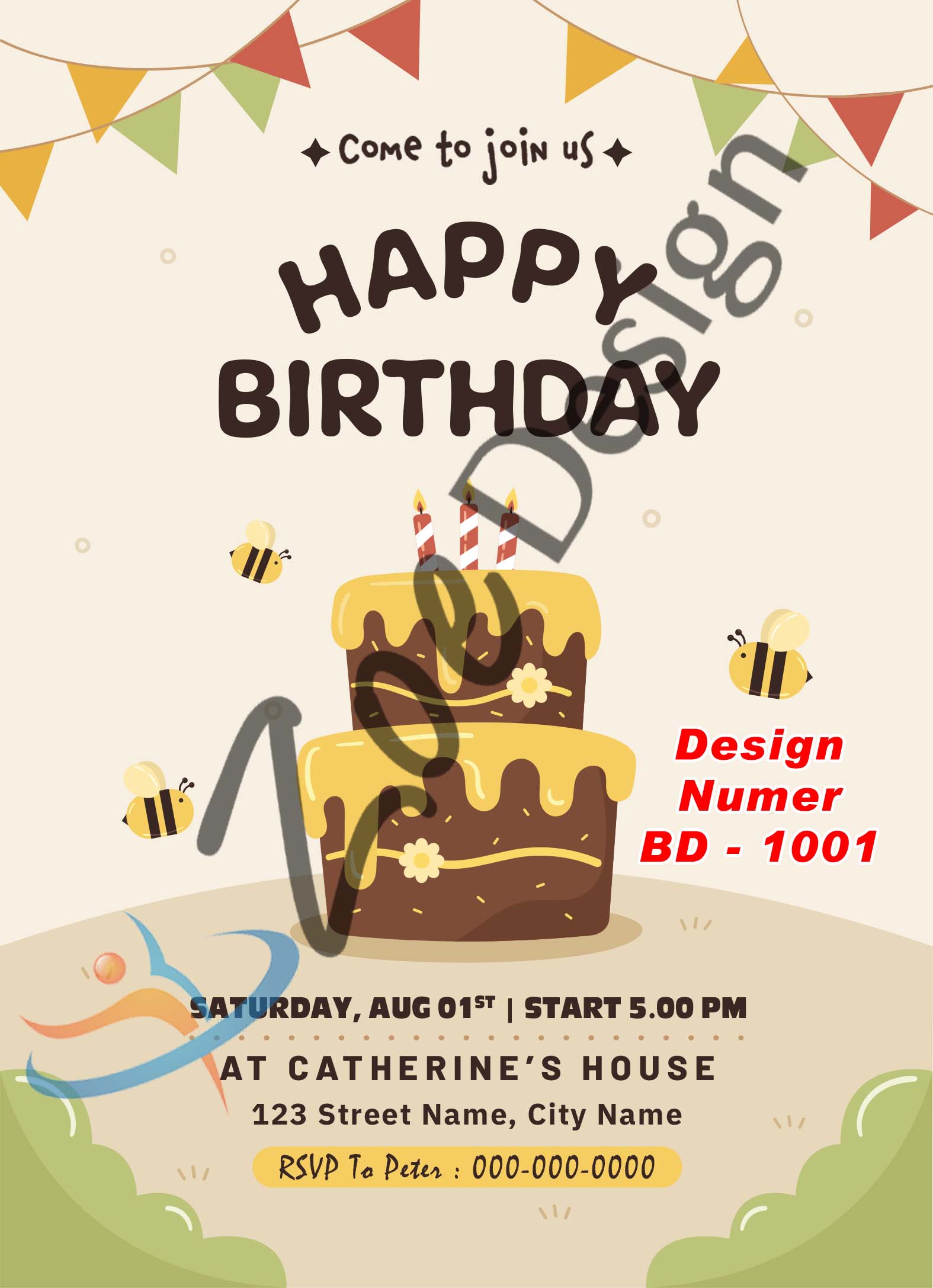 Birth Day Invitation Card – BD 1001 – Zoe Design